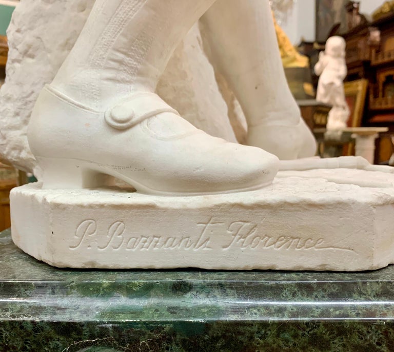 ANTIQUE marble Figure of Michelangelo Carving the Head of Faun For Sale ...