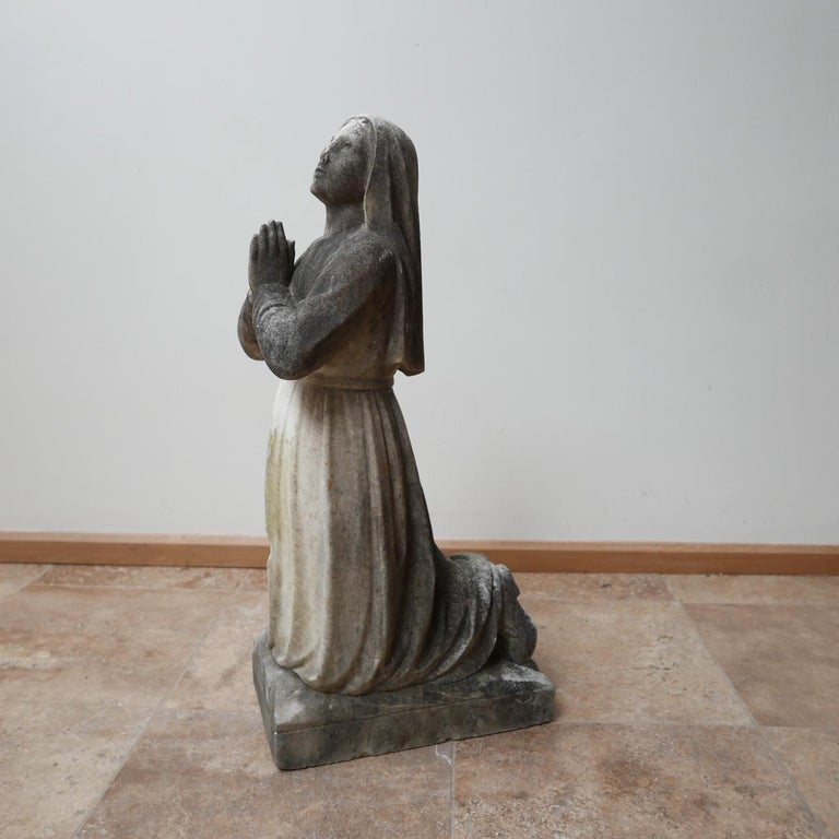 Antique Marble Statue of Kneeling Religious Praying Lady at 1stDibs
