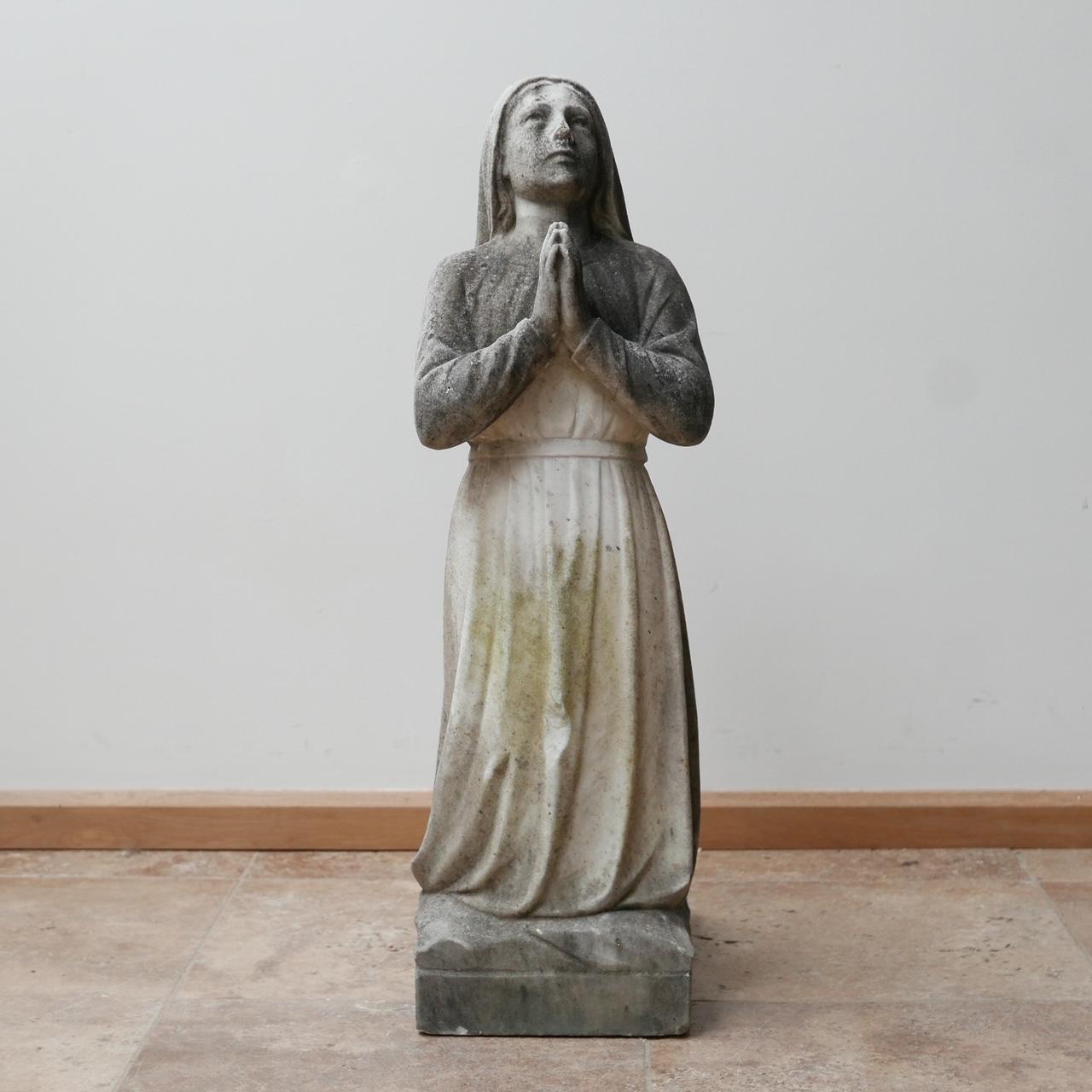 Antique Marble Statue of Kneeling Religious Praying Lady at 1stDibs