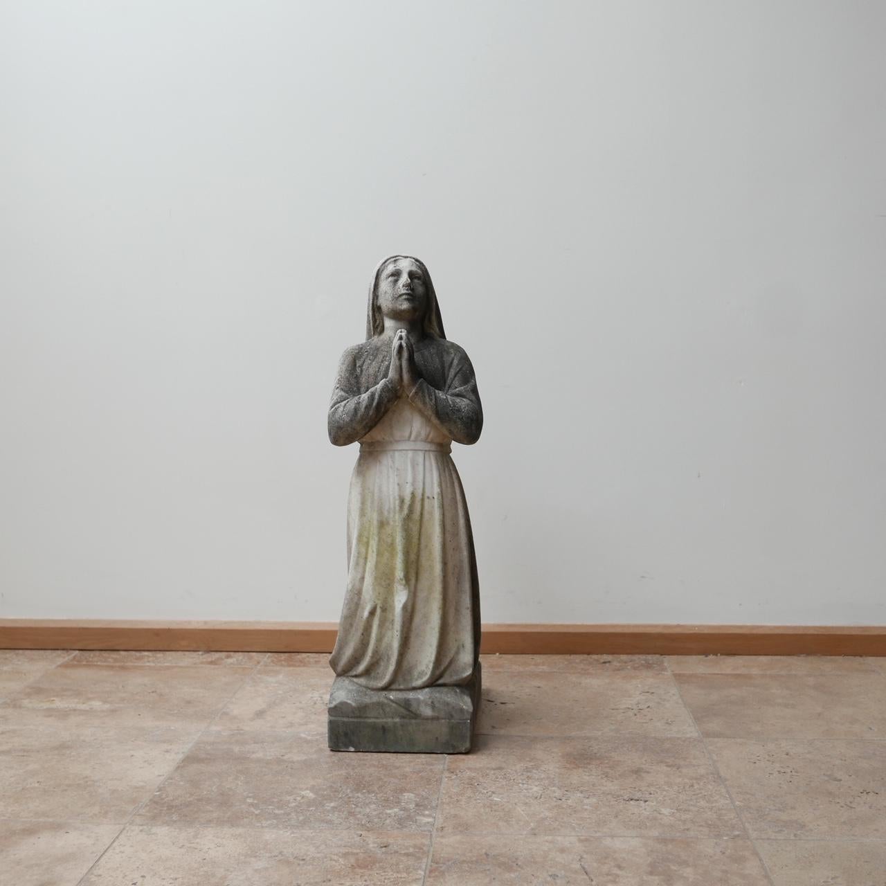 Antique Marble Statue of Kneeling Religious Praying Lady at 1stDibs