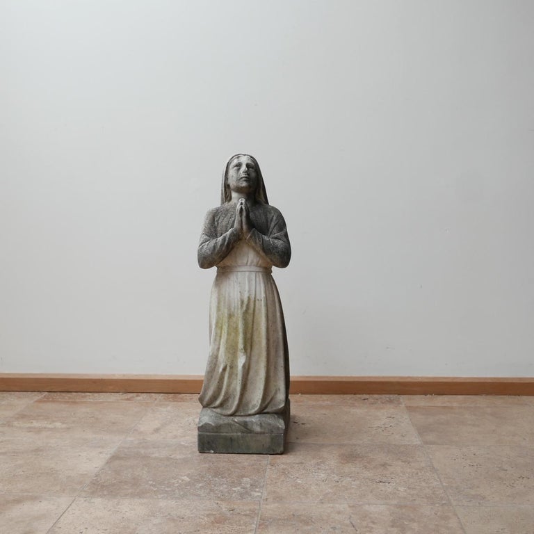 Antique Marble Statue of Kneeling Religious Praying Lady at 1stDibs