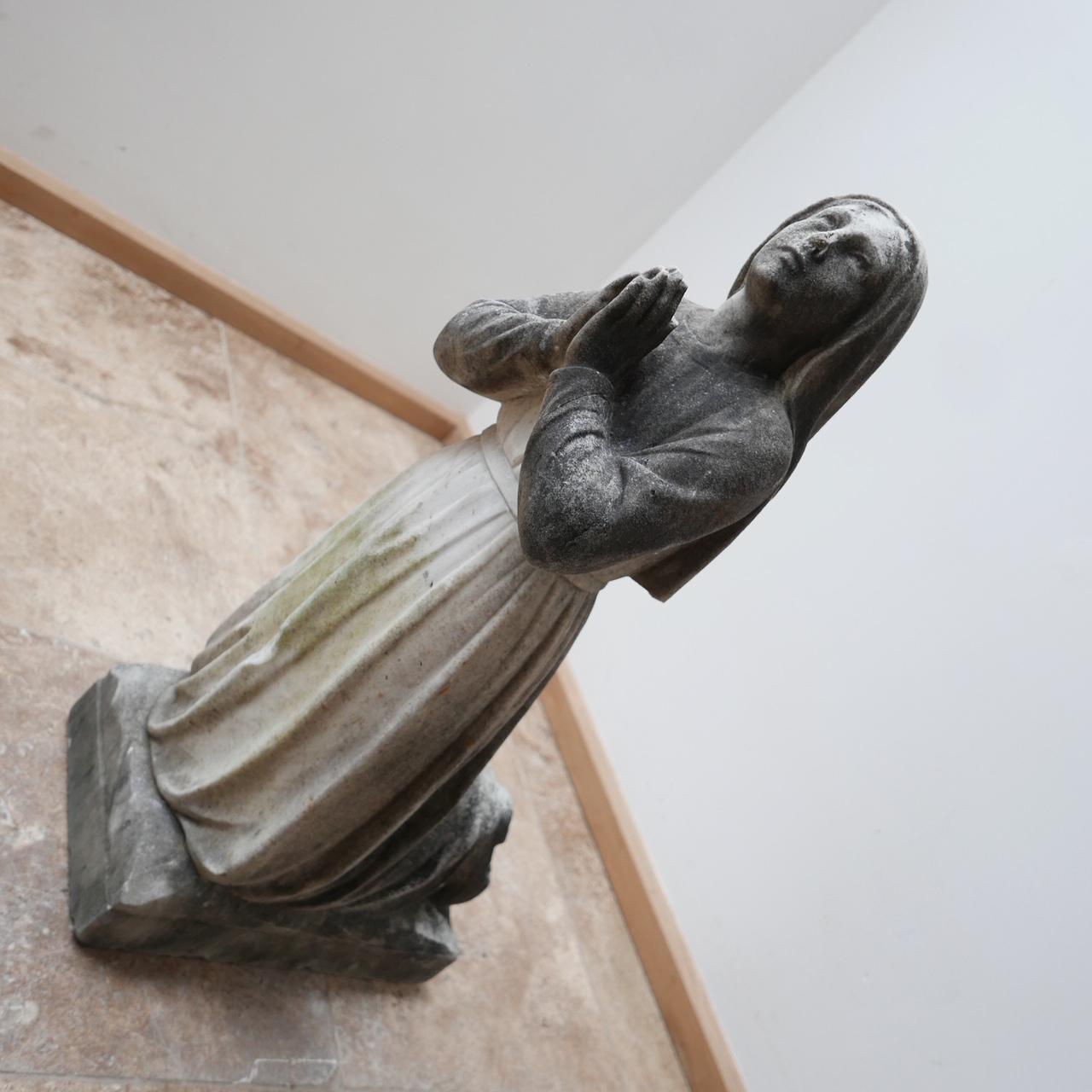 Antique Marble Statue of Kneeling Religious Praying Lady at 1stDibs