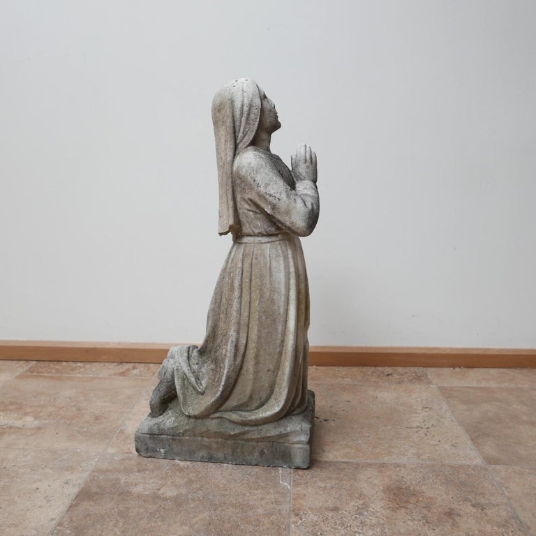 Antique Marble Statue of Kneeling Religious Praying Lady at 1stDibs