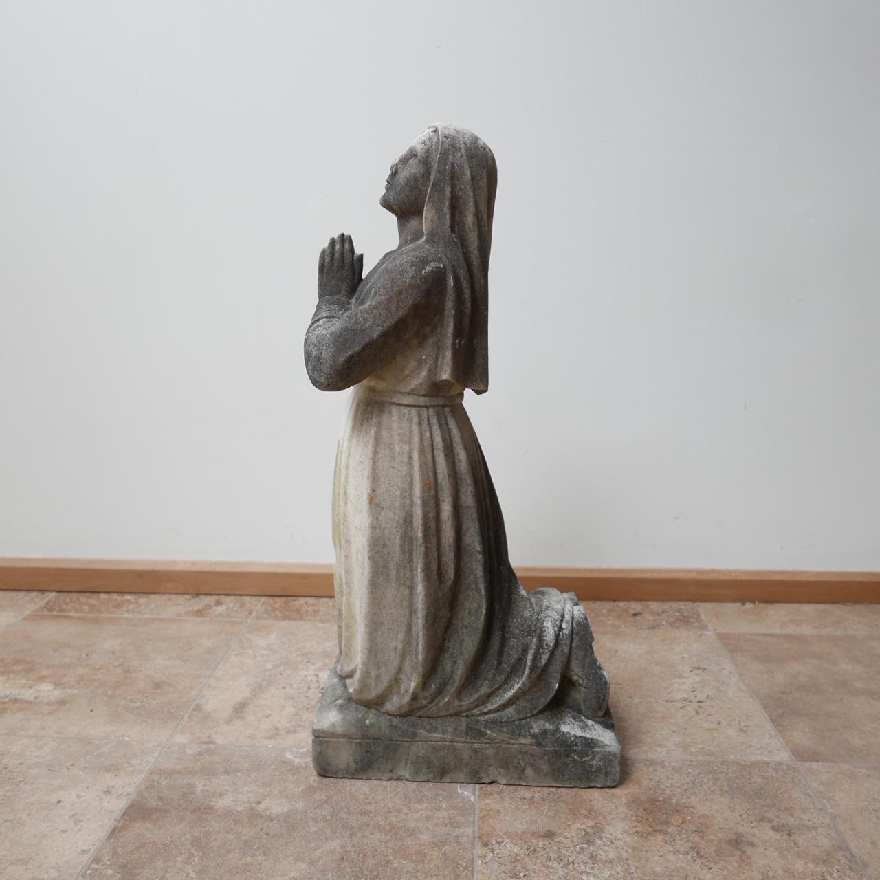 Antique Marble Statue of Kneeling Religious Praying Lady at 1stDibs
