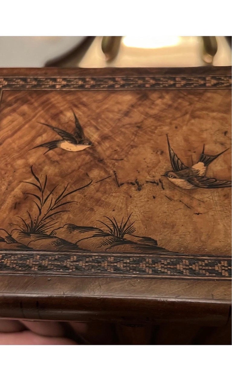 Antique Marquetry Inlaid Faux Book Front “Hidden Storage” Box For Sale ...