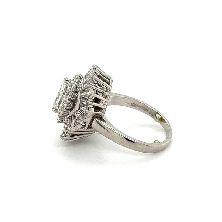 Antique Marquis Diamond Vintage Platinum Cocktail Ring Estate Fine ...