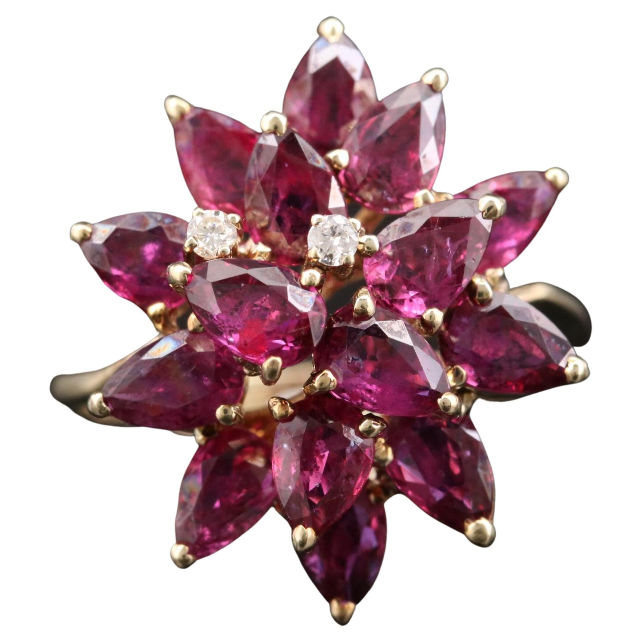 Antique Marquise Shape Diamond Ruby Engagement Ring For Sale at 1stDibs ...