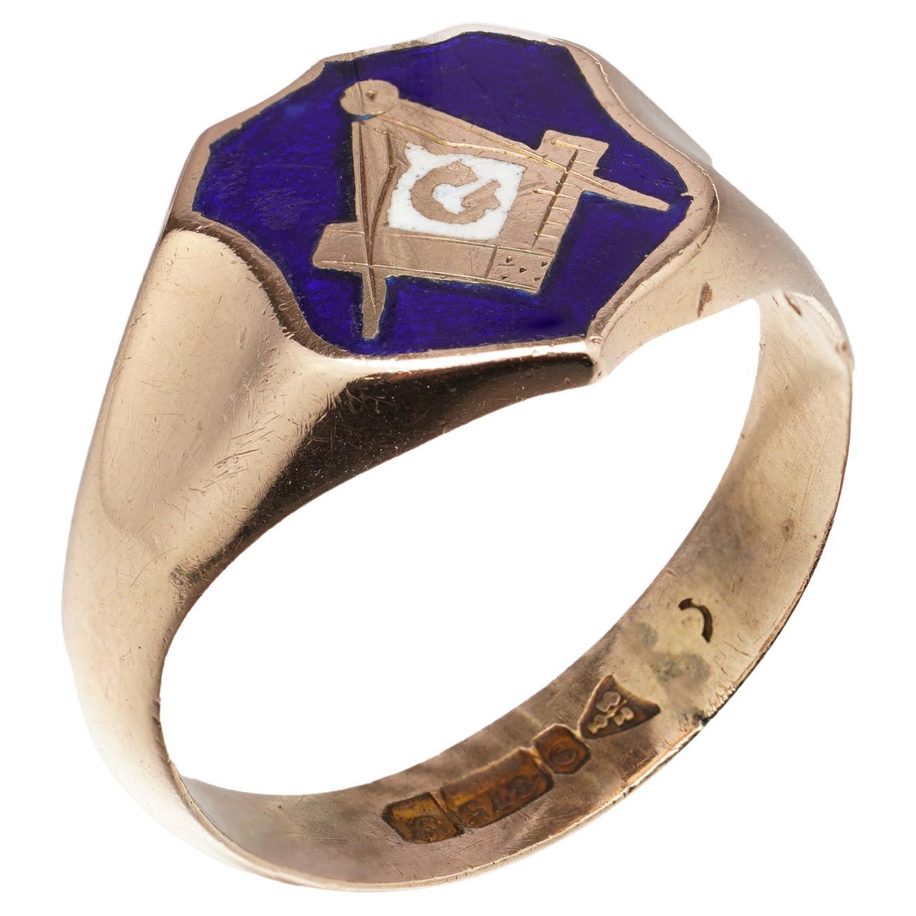 Yellow Gold Diamond Masonic Blue Lodge Ring 10k Square Compass Plumb ...