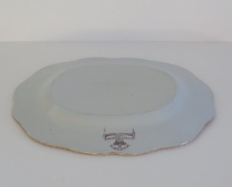 Antique Masons Ironstone Platter in Red Peony and Scrolls Pattern ...