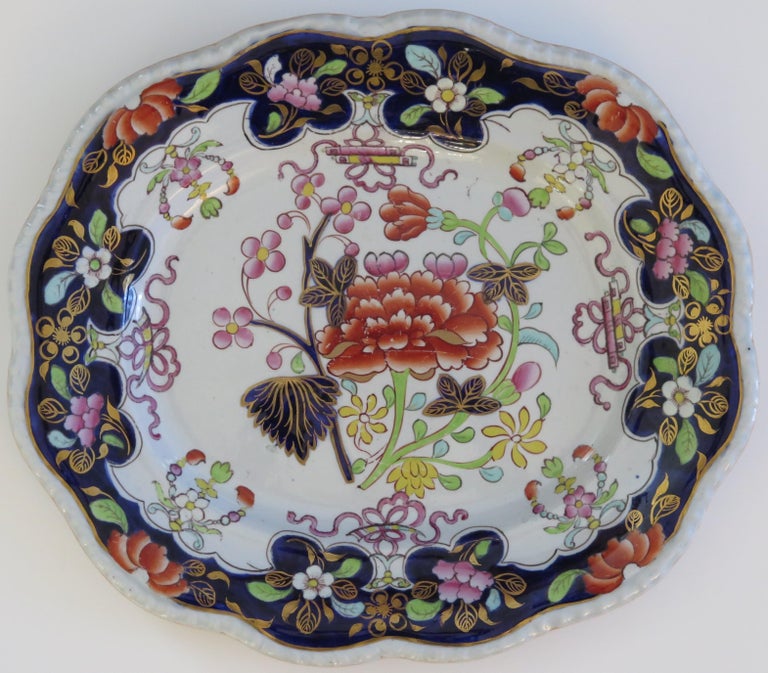 Antique Masons Ironstone Platter in Red Peony and Scrolls Pattern ...