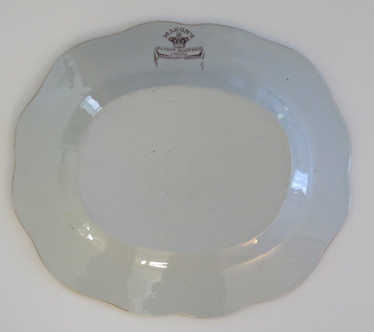 Antique Masons Ironstone Platter in Red Peony and Scrolls Pattern ...