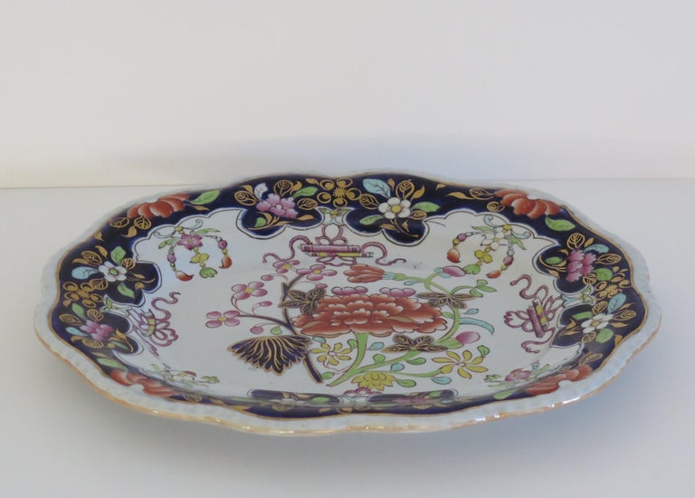 Antique Masons Ironstone Platter in Red Peony and Scrolls Pattern ...