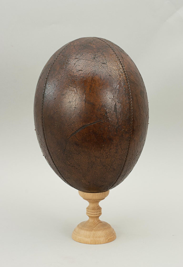 Antique, Match, Leather Rugby Ball, Early Shape Four Panels at 1stDibs ...