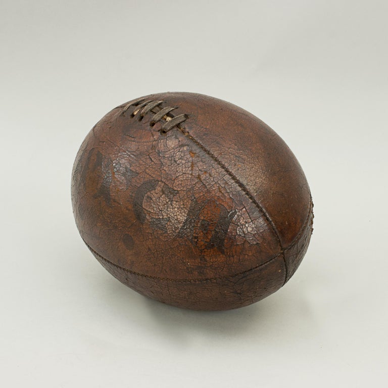 Antique, Match, Leather Rugby Ball, Early Shape Four Panels at 1stDibs