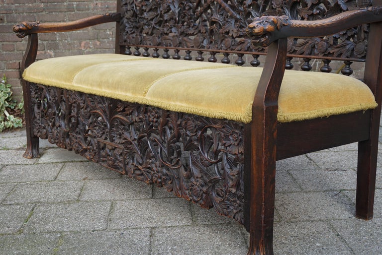 Antique and Meaningful Hand Carved Colonial 'East Meets West' Settee ...