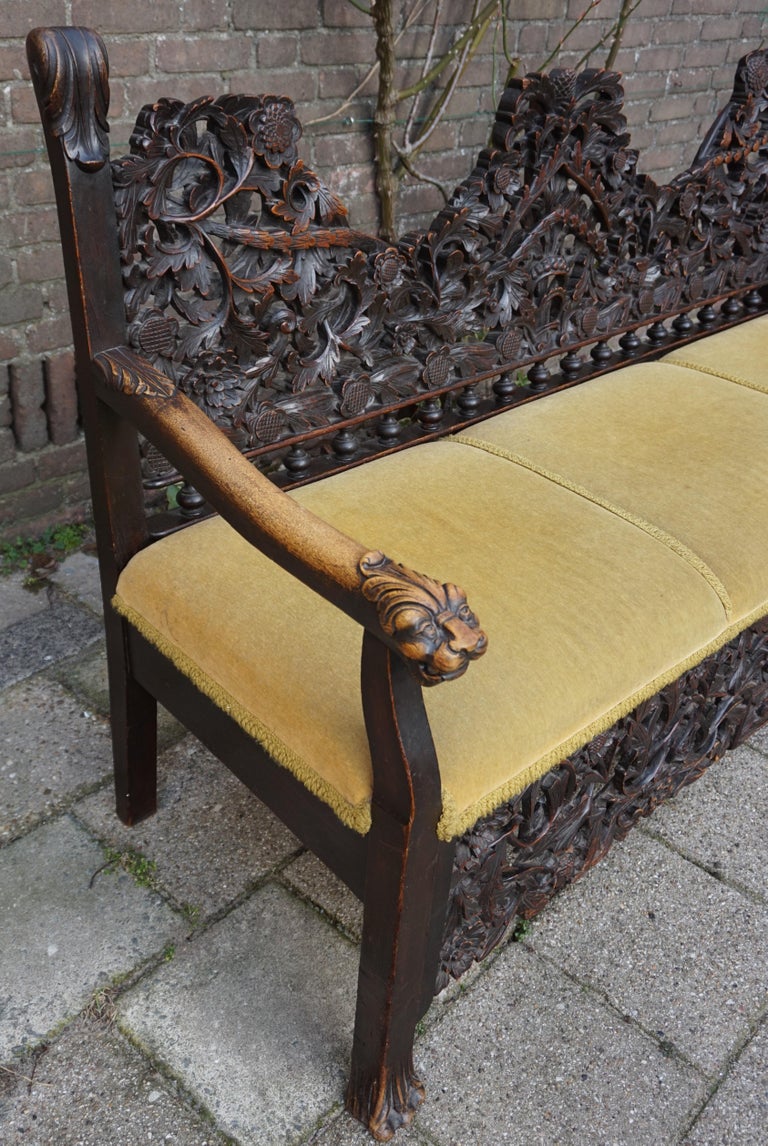 Antique and Meaningful Hand Carved Colonial 'East Meets West' Settee ...