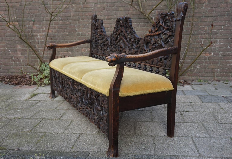 Antique and Meaningful Hand Carved Colonial 'East Meets West' Settee ...