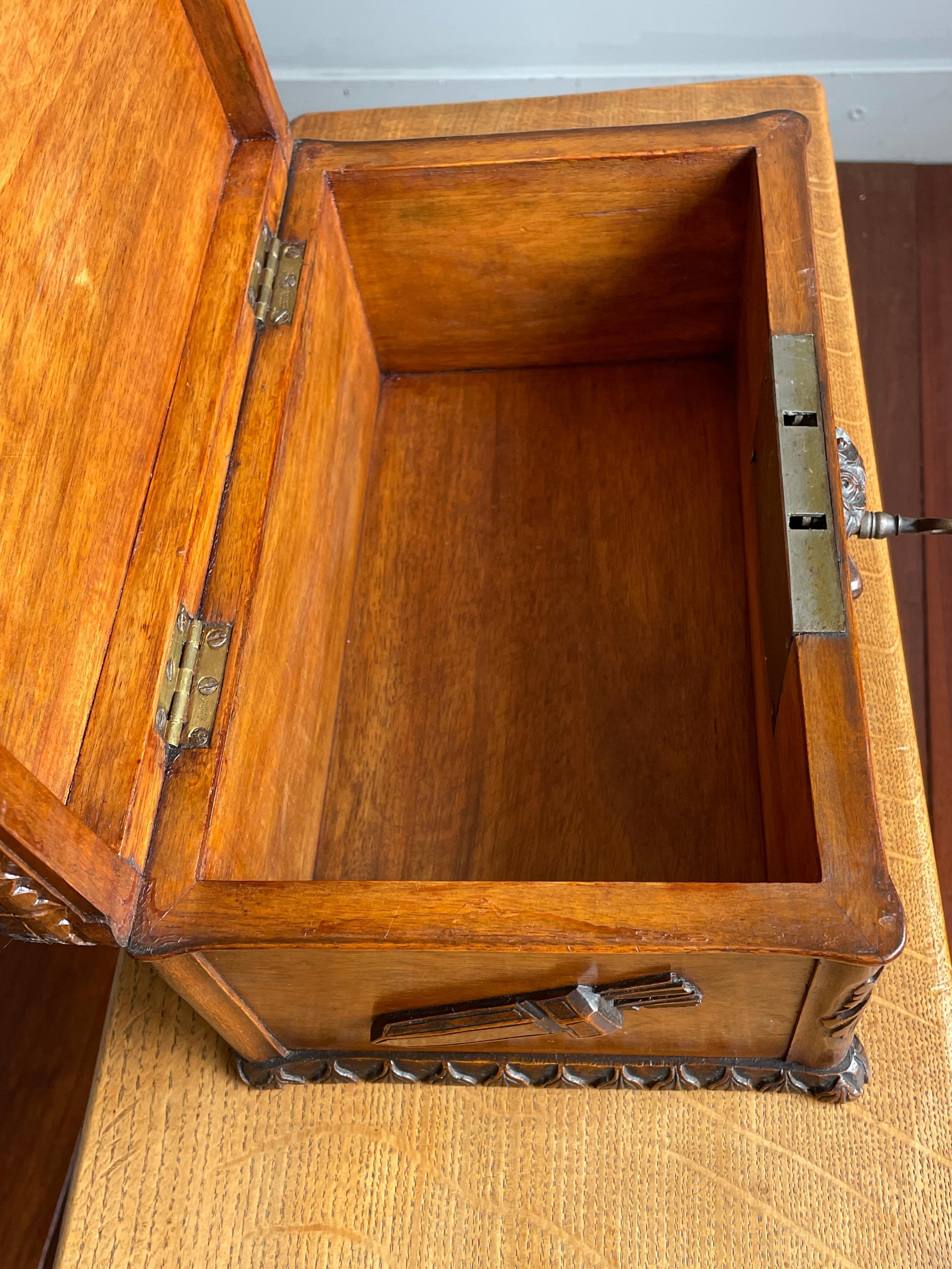 Antique Medieval Style Carved Nutwood Box w. Heraldic Coat of Arms ...