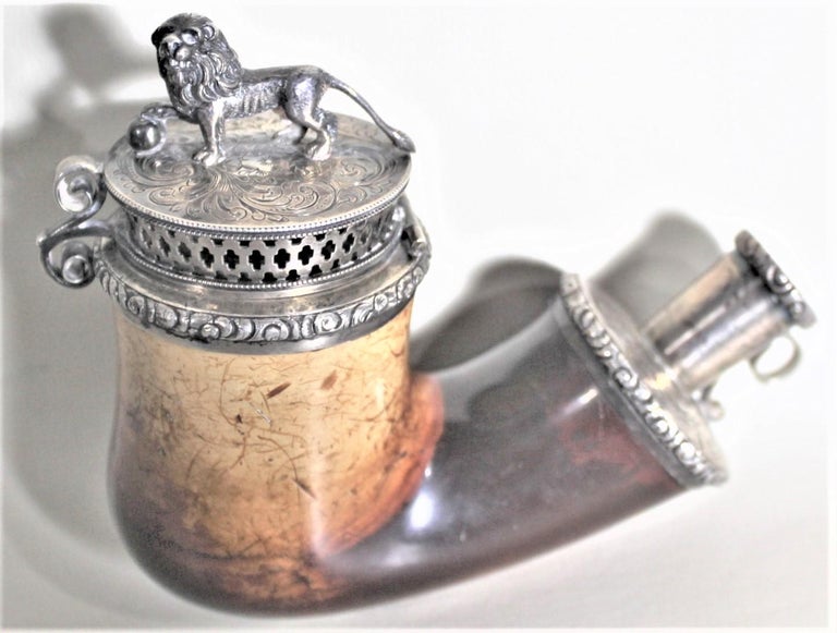 Antique Meerschaum Smoking Pipe with Silver Figural Standing Lion Top ...