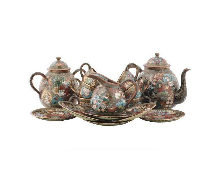Antique Meiji Era Japan Cloisonne Enamel Tea Set at 1stDibs