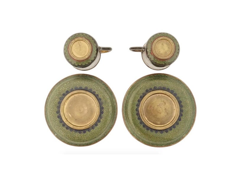 Antique Meiji Era Japanese Cloisonne Enamel Tea Set For Sale at 1stDibs