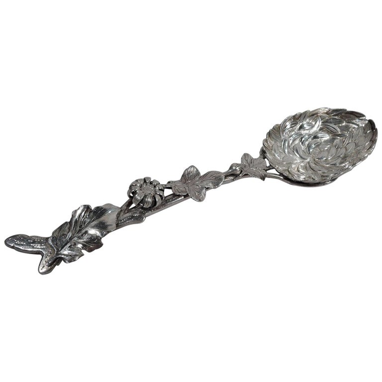 Antique Meiji-Era Japanese Silver Chrysanthemum Serving Spoon at 1stDibs