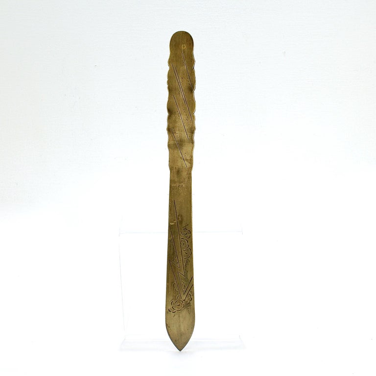 Antique Meiji Period Japanese Bronze Engraved Letter Opener For Sale at ...