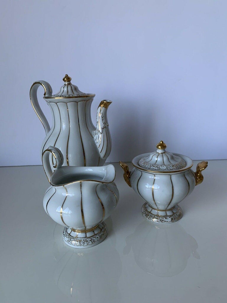 Meissen 24-karat Golden Baroque Gold Leaf on White Porcelain Coffee/Tea ...
