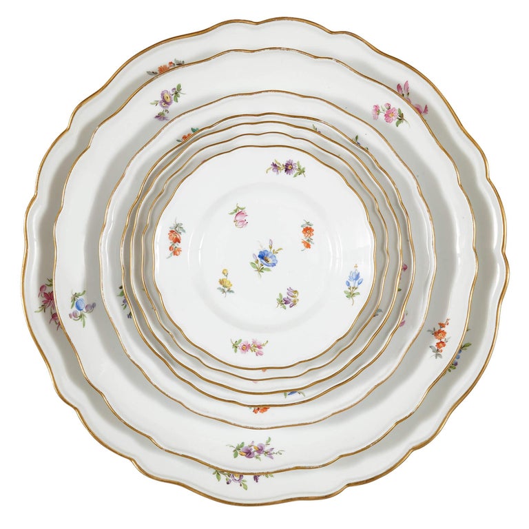 Antique Meissen 68-Piece Floral Dinner Service For Sale at 1stDibs