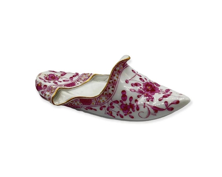 Antique Meissen Miniature Pink Slipper Hand Painted Porcelain For Sale ...