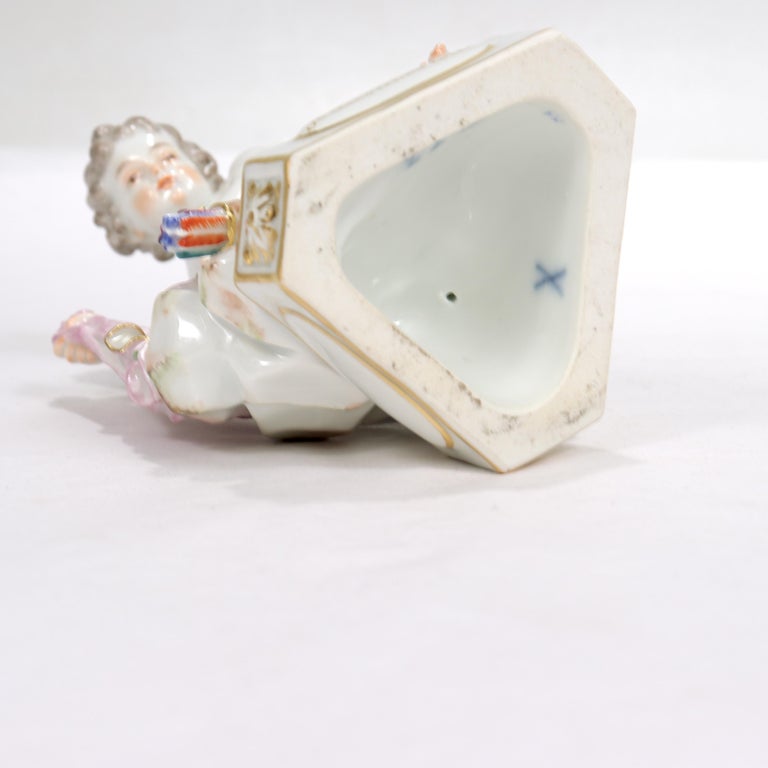 Antique Meissen Porcelain Cherub Motto Figurine "Je decouvre tout ...
