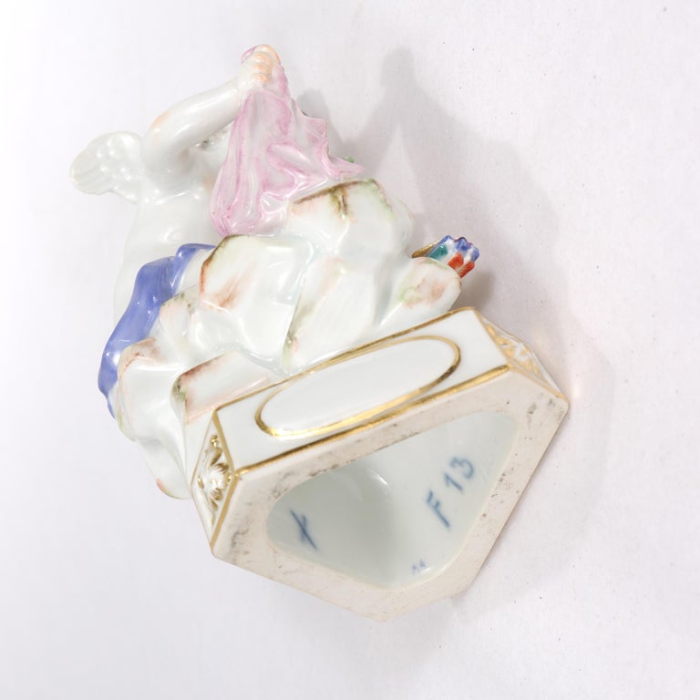 Antique Meissen Porcelain Cherub Motto Figurine "Je decouvre tout ...