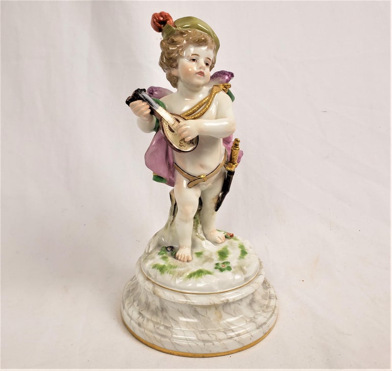 Antique Meissen Porcelain Figurine of a Child Playing a Lute For Sale ...