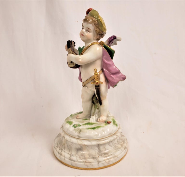 Antique Meissen Porcelain Figurine of a Child Playing a Lute For Sale ...