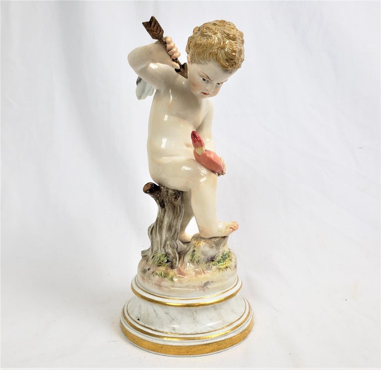 Antique Meissen Porcelain Figurine of Cupid Holding an Arrow and ...