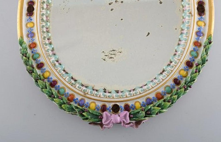 Antique Meissen Porcelain Mirror with Original Glass, Decorated with ...