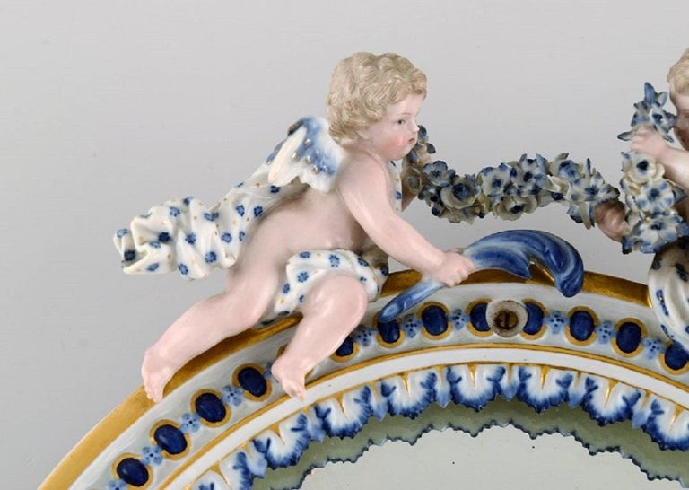 Antique Meissen Porcelain Mirror with Original Glass, Decorated with ...