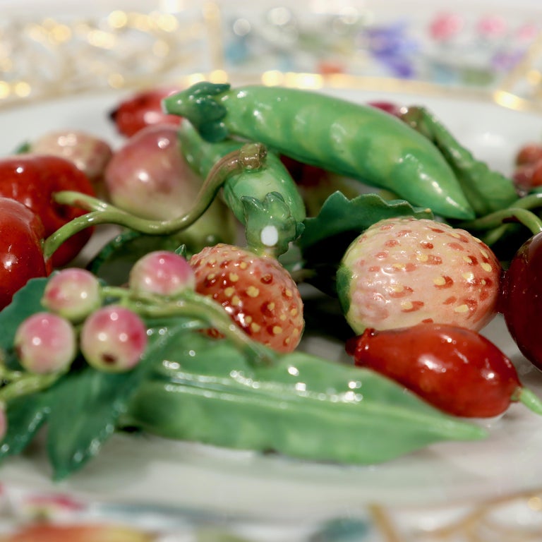 Antique Meissen Porcelain Trompe L'oeil Plate with Fruit and Vegetables ...