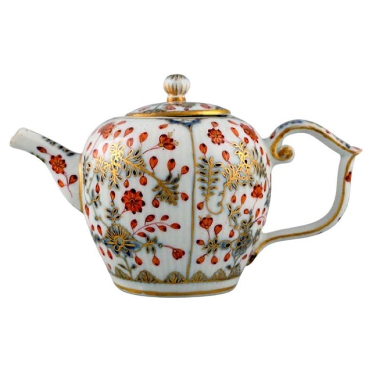 Antique Meissen Teapot in Hand-Painted Porcelain with Red Flowers, 19th ...