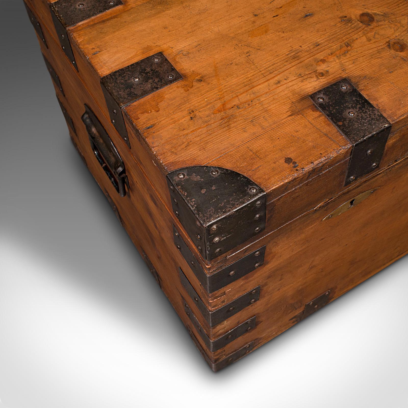 Antique Mercantile Chest, English, Pine, Shipping Trunk, Tin Lined ...
