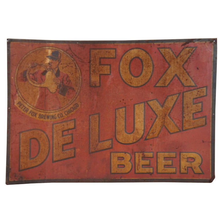 Antique Metal Peter Fox Brewing Deluxe Beer Advertising Sign Chicago ...