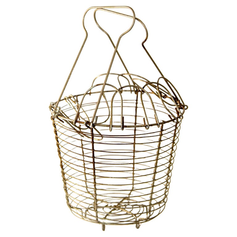 Antique Metal Wire Egg Basket Rustic French Farmhouse Decor For Sale at ...
