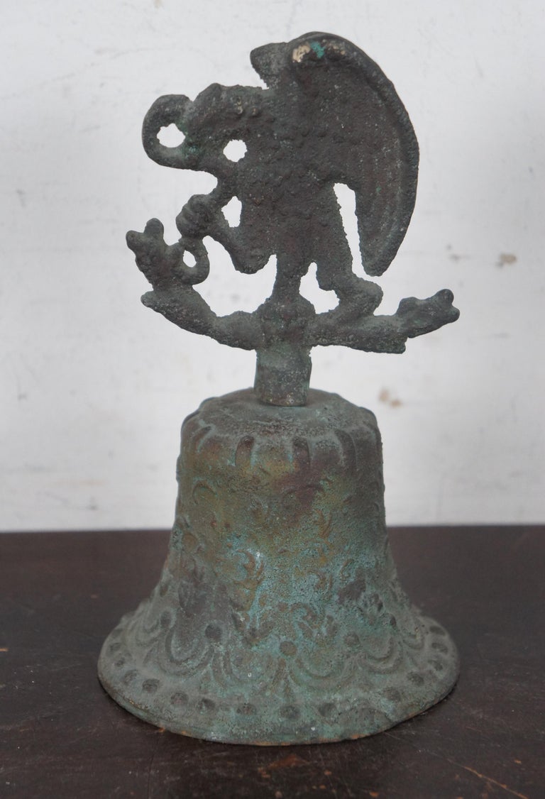Antique Mexican Aztec Coat of Arms Bronze Bell Eagle Snake Cactus at ...