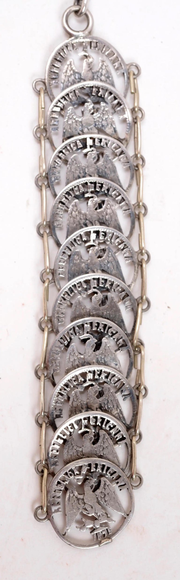 Antique Mexican Watch Fob, with 10 Mexican 5 Centavos .90 Cut Out ...