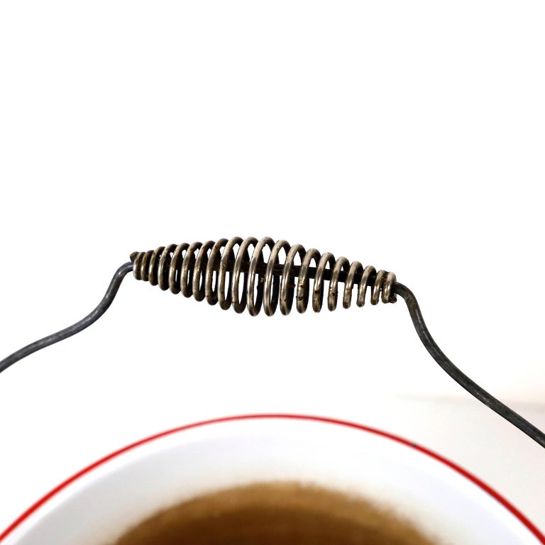 Antique Mexican White Enamel Bucket For Sale at 1stDibs