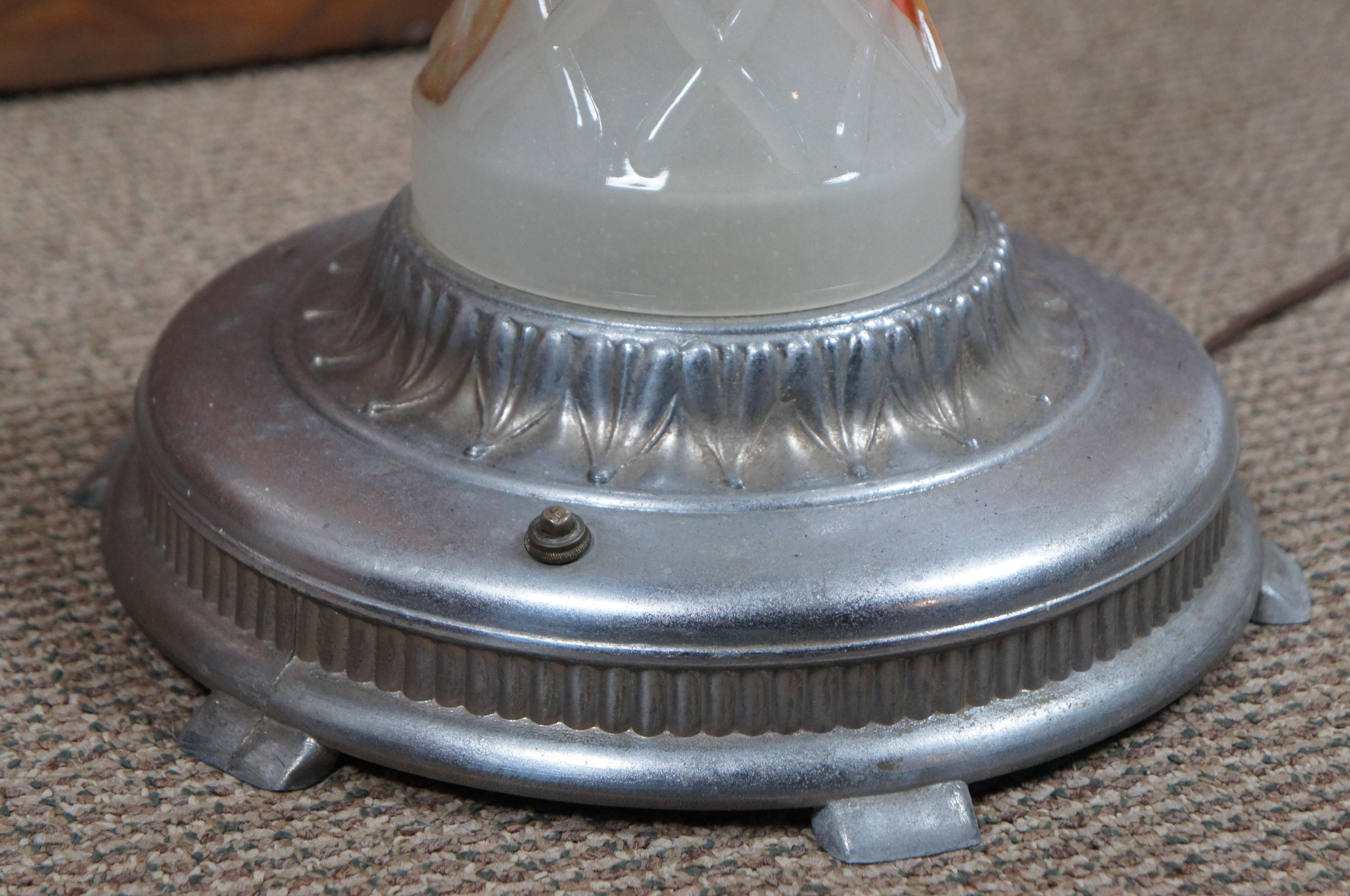 Antique Mico Art Deco Onyx Slag Glass Smoke Stand Ashtray Lamp Lighter ...