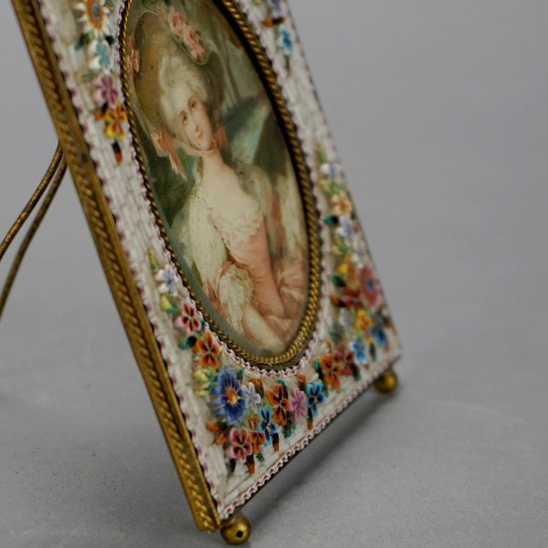 Antique Micro Mosaic Floral Picture Frame Circa 1890 For Sale at 1stDibs