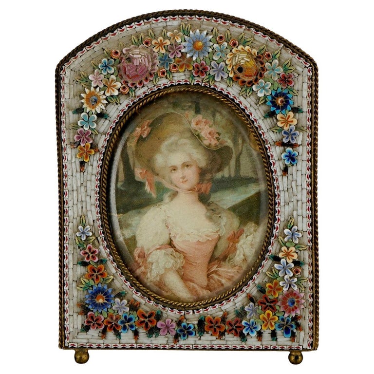 Antique Micro Mosaic Floral Picture Frame Circa 1890 For Sale at 1stDibs