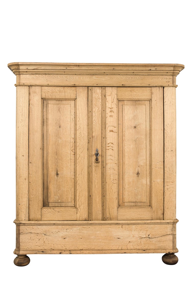 Antique Mid-19th Century German Solid Stripped Oak Two-Door Cabinet For ...