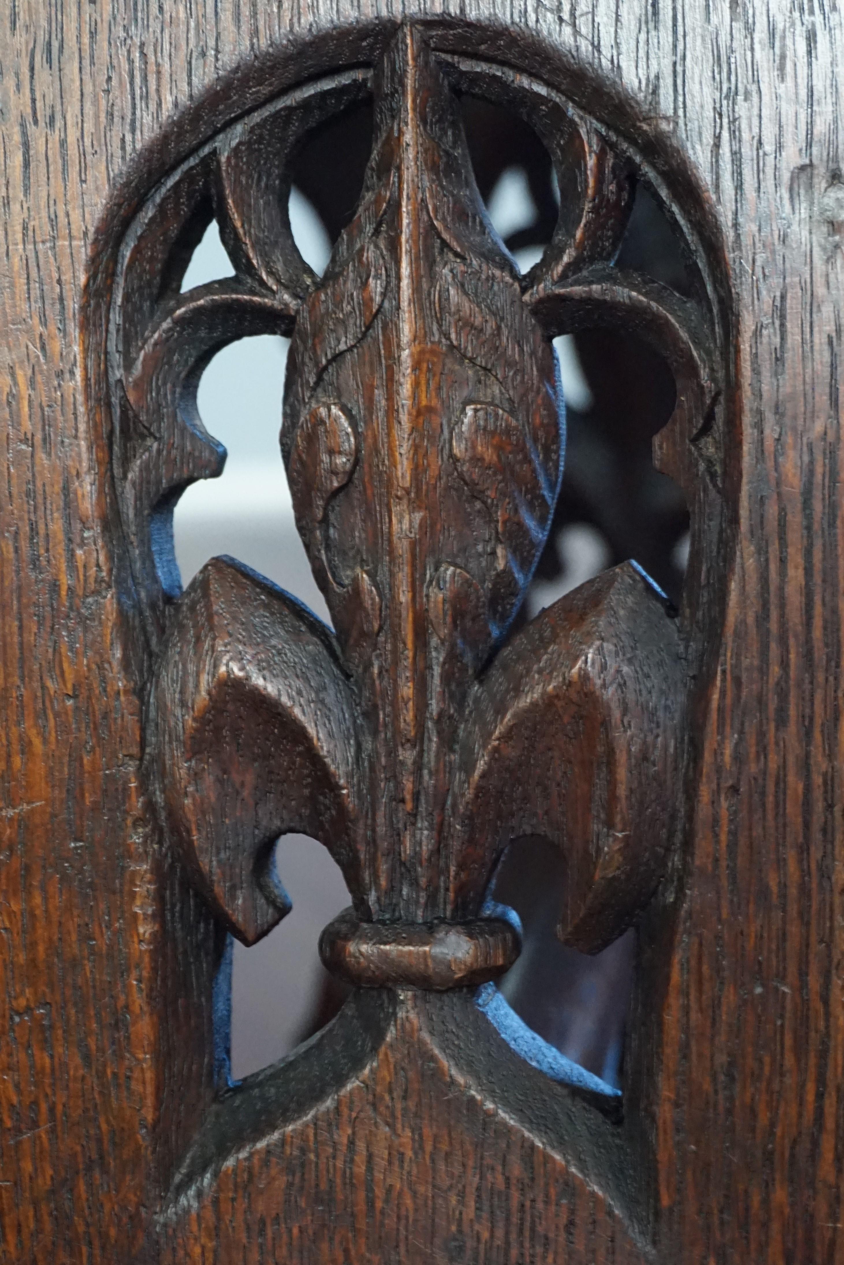 Antique Mid-19th Century Gothic Revival Stool with Hand Carved Lily ...